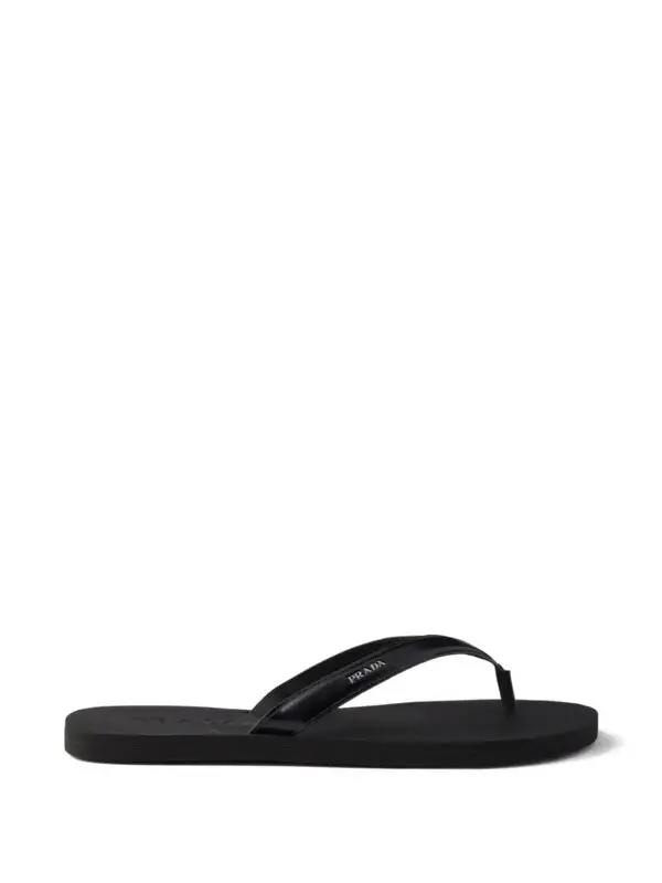 Prada Brushed Leather Flip-flops - Black