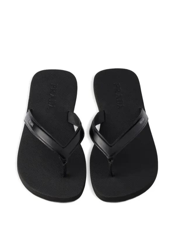 Prada Brushed Leather Flip-flops - Black