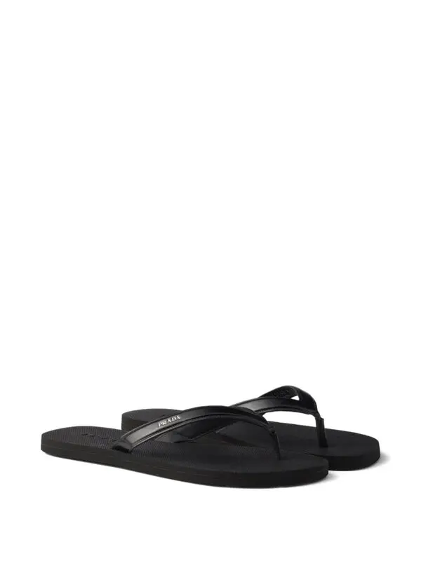 Prada Brushed Leather Flip-flops - Black