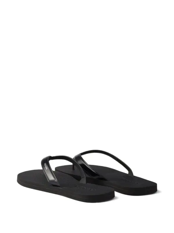 Prada Brushed Leather Flip-flops - Black