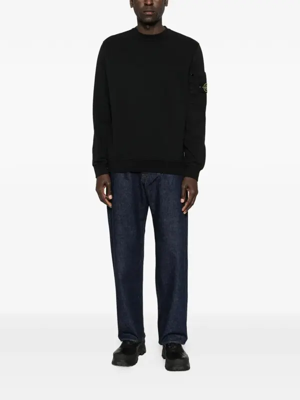 Stone Island Regular Fit Crewneck Midweight Sweatshirt With Pocket - Black