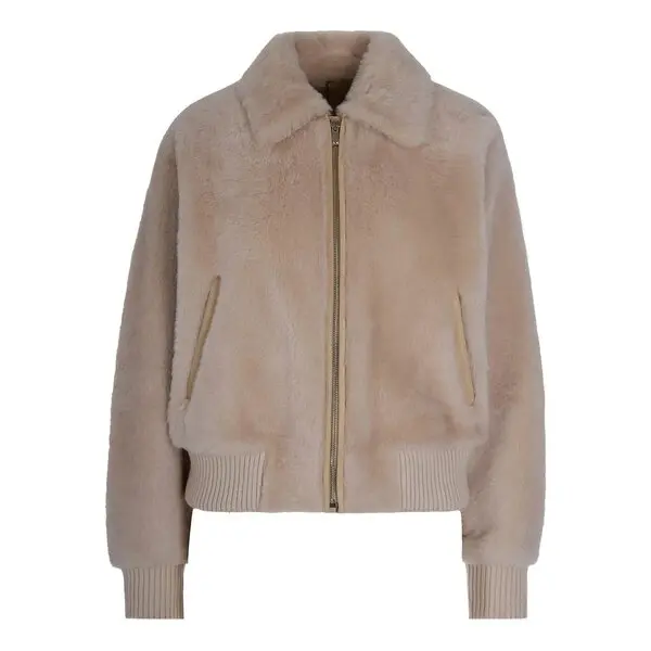 Max Mara Neutrals Jackets Faux Fur & Shearling Jackets - Cream