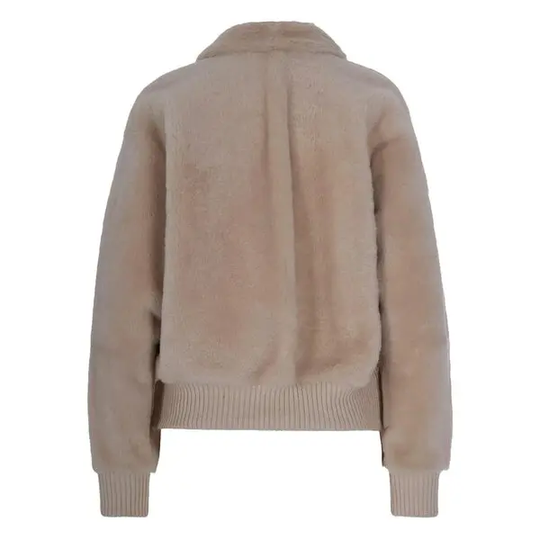 Max Mara Neutrals Jackets Faux Fur & Shearling Jackets - Cream