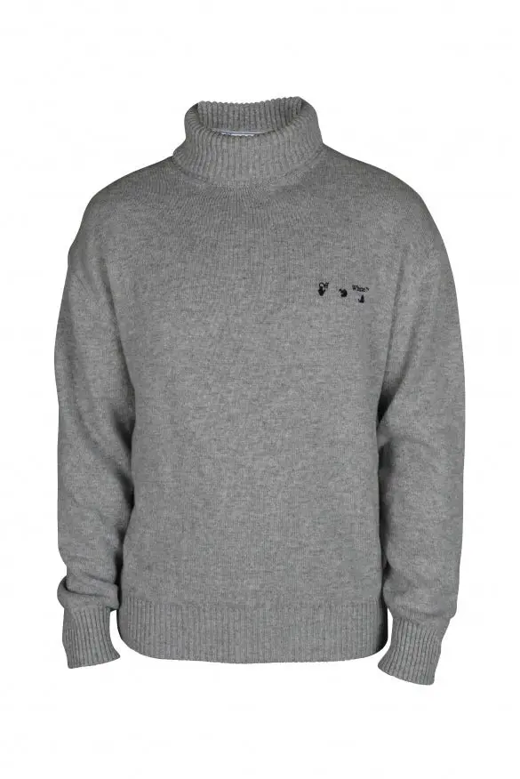 Off-White Cashmere Turtleneck Sweater - Gray