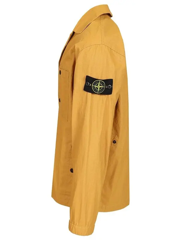 Stone Island Overshirt In Resin-treated Cotton Ripstop