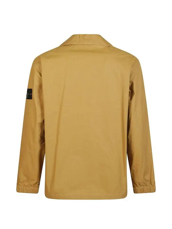 Stone Island Overshirt In Resin-treated Cotton Ripstop - Yellow