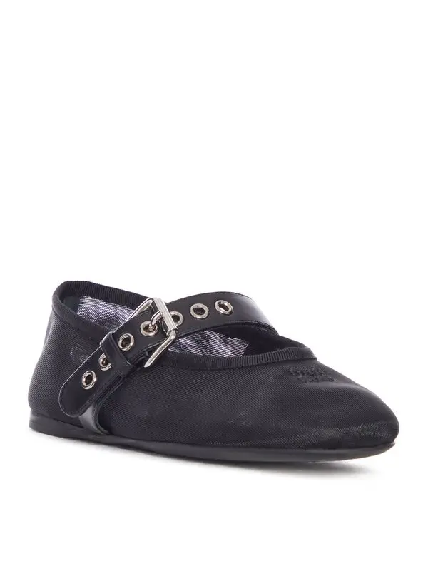 Miu Miu Mesh Ballerinas With Leather Buckle