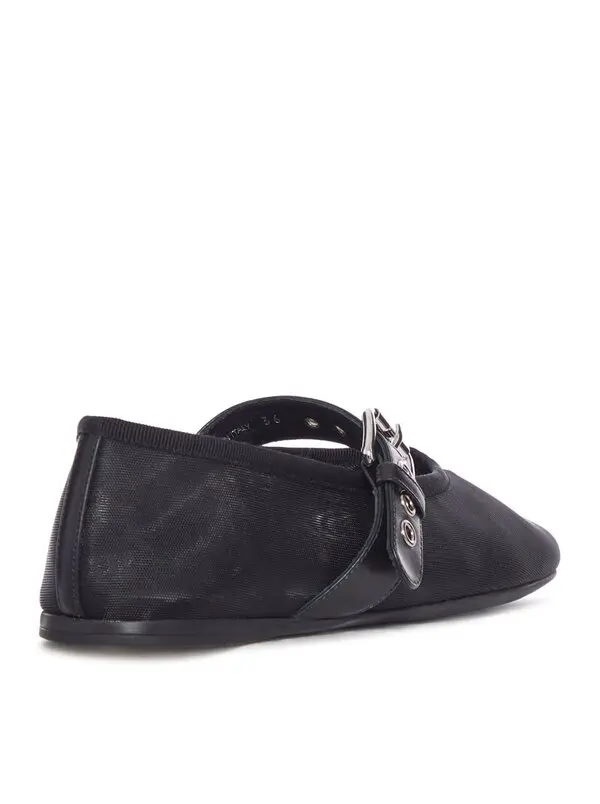 Miu Miu Mesh Ballerinas With Leather Buckle