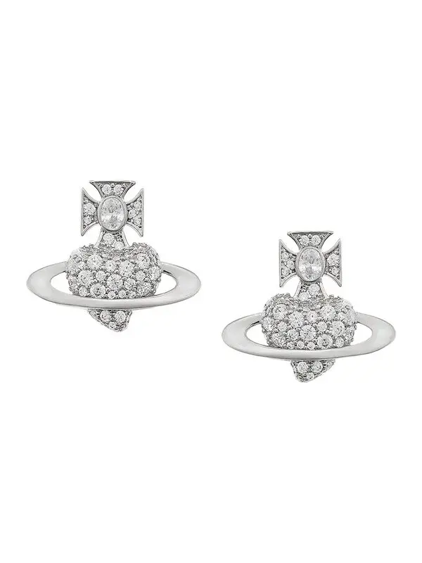 VIVIENNE WESTWOOD Crystal Embellishments Valentine`s Agnatha Earrings - Silver