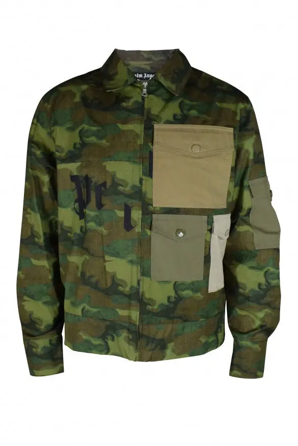Palm Angels Camouflage Cotton Utility Jacket - Yellow