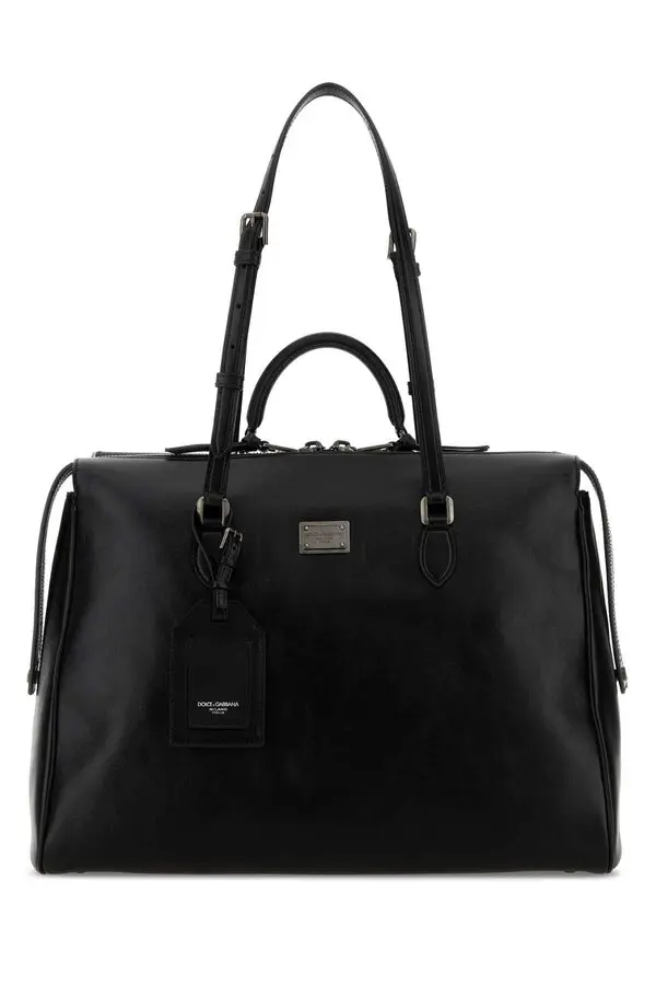 Dolce & Gabbana Leather Vittoria Shopping Bag - Black
