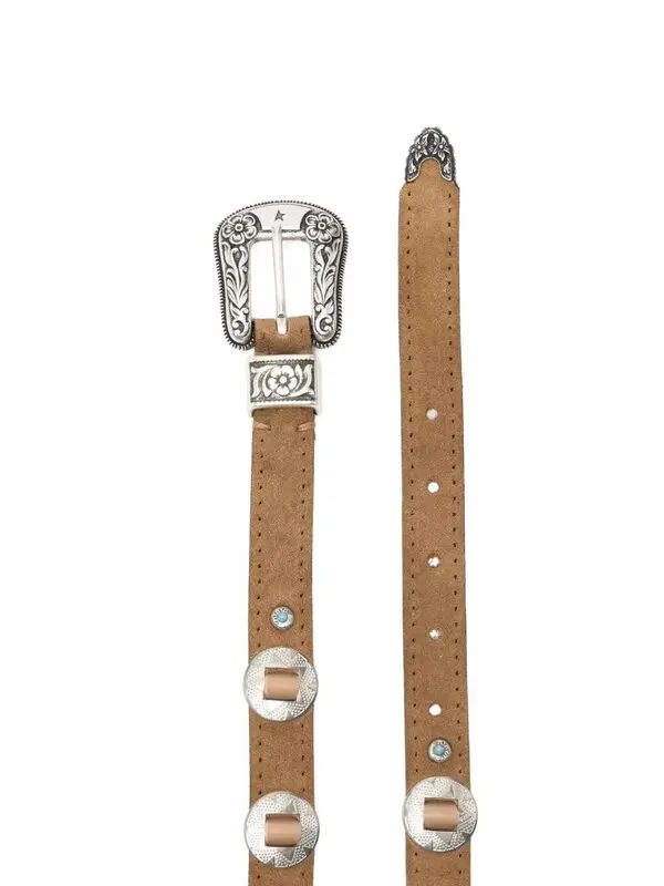 GOLDEN GOOSE Leather Nabuk Thin Belt - Brown
