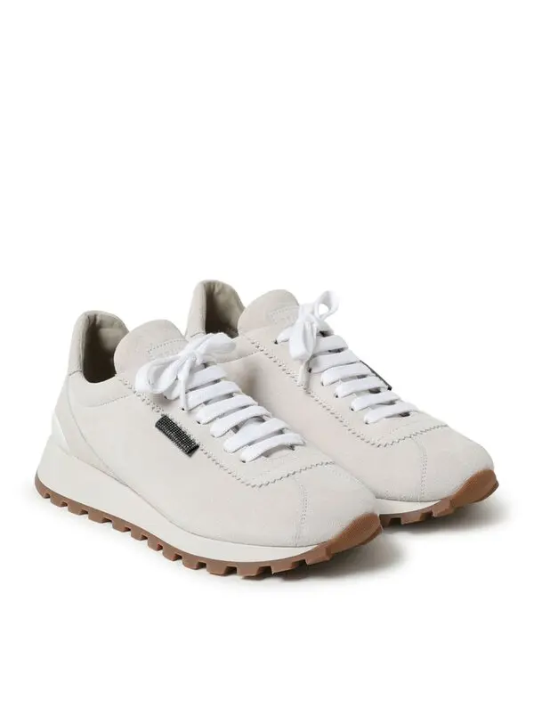 Brunello Cucinelli Suede Runners With Shiny Tab
