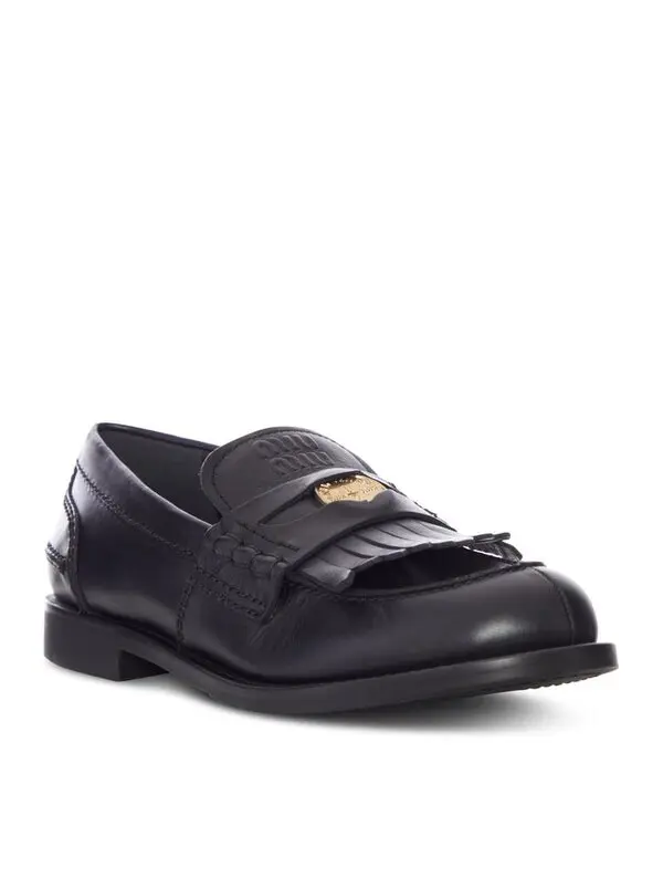 Miu Miu Leather Loafers - Black
