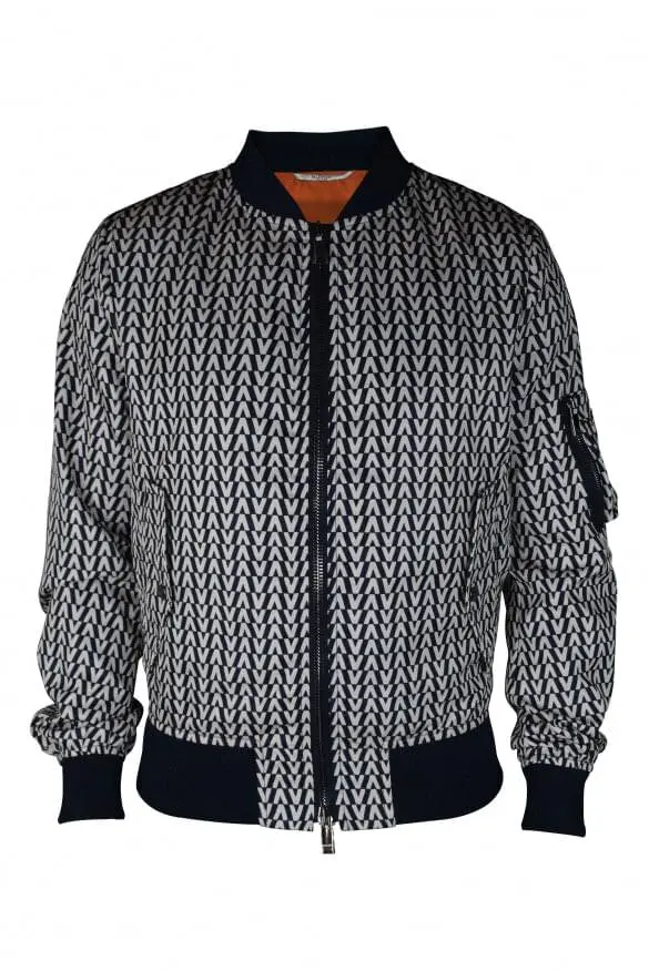 Valentino Garavani Printed Bomber Jacket - Blue