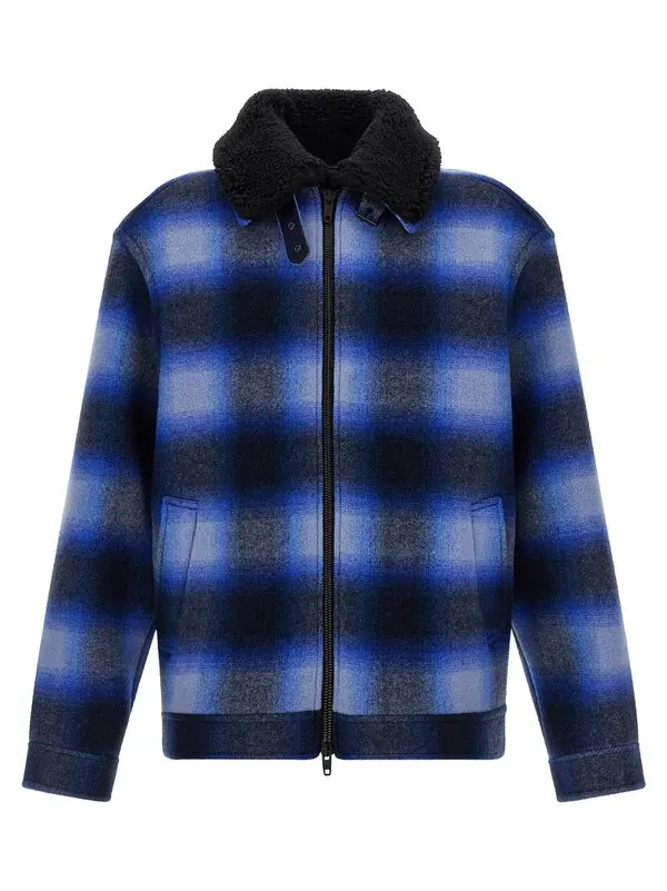 Balenciaga Flannel Bomber Jacket - Blue