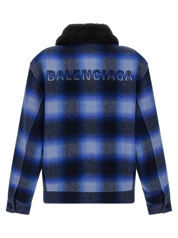 Balenciaga Flannel Bomber Jacket - Blue