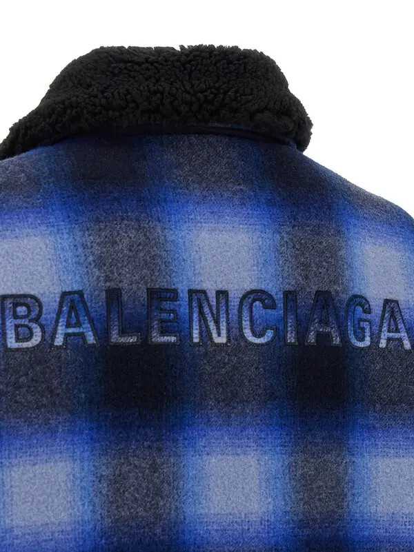 Balenciaga Flannel Bomber Jacket - Blue