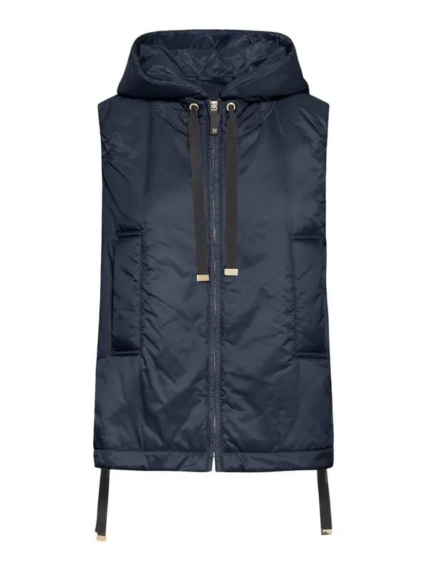 Max Mara Padded Vest With Hood In Waterproof Canvas - Multicolor