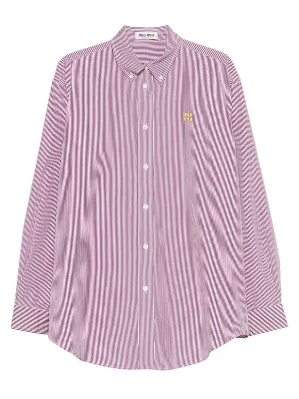Miu Miu Vertical Stripe Cotton Shirt - Red