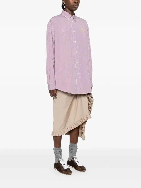 Miu Miu Vertical Stripe Cotton Shirt - Red