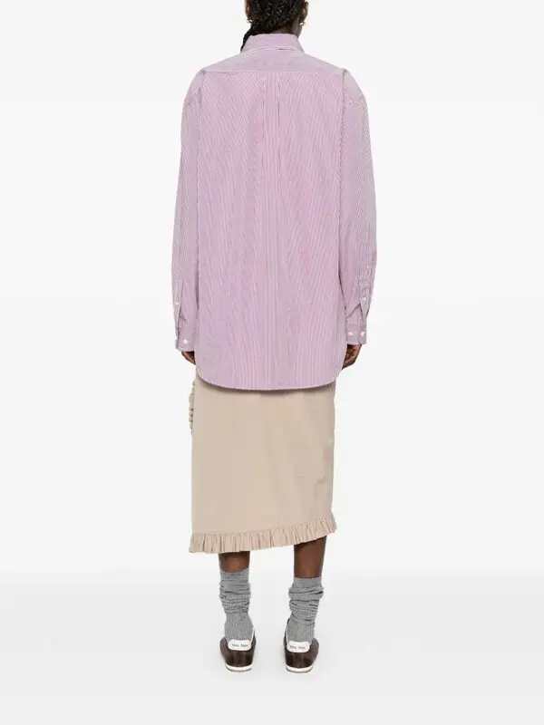 Miu Miu Vertical Stripe Cotton Shirt - Red