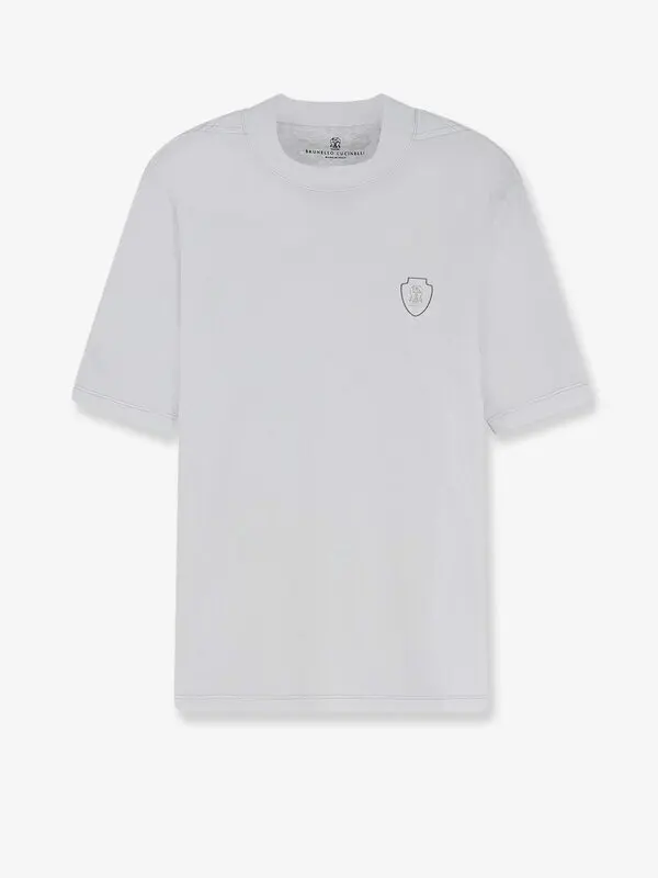 Brunello Cucinelli Technical Fabric T-shirt With Front Logo Patch - Multicolor
