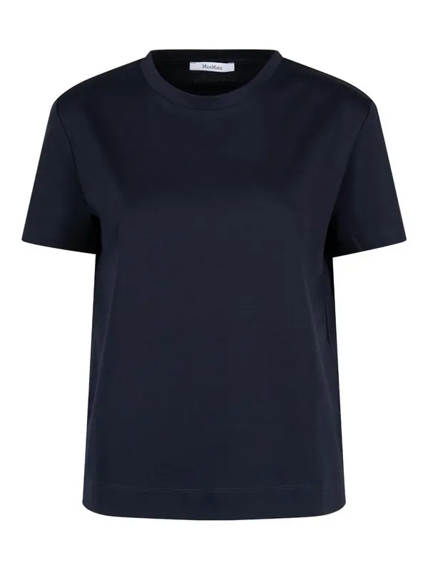 Max Mara Cotton T-shirt With Embroidered Logo On The Back - Blue