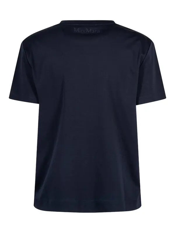 Max Mara Cotton T-shirt With Embroidered Logo On The Back - Blue