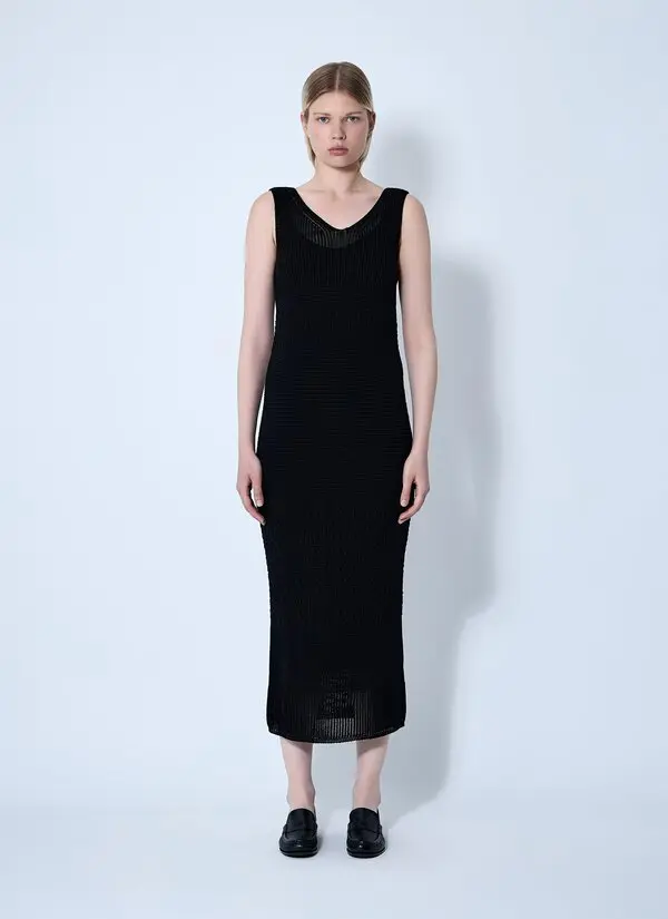 Max Mara Valois Crochet Midi Dress - Black
