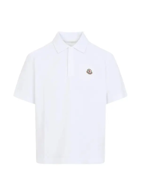 Moncler Logo Cotton Piqué Polo Shirt - White