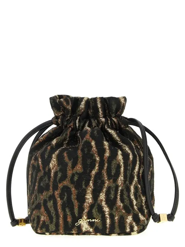 GANNI Metallic Bou Bucket' Pouch - Brown