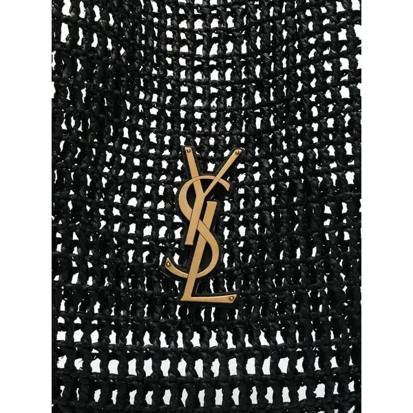 Saint Laurent Cassandre Logo Raffia Tote Bag