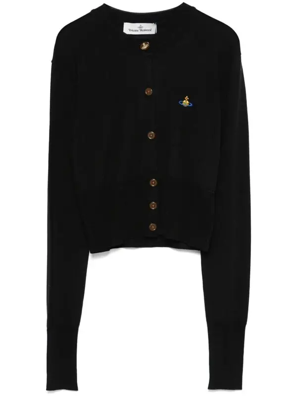 VIVIENNE WESTWOOD Silk Blend Cropped Cardigan - Black