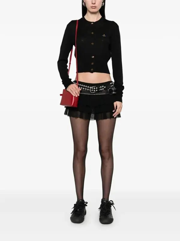 VIVIENNE WESTWOOD Silk Blend Cropped Cardigan - Black