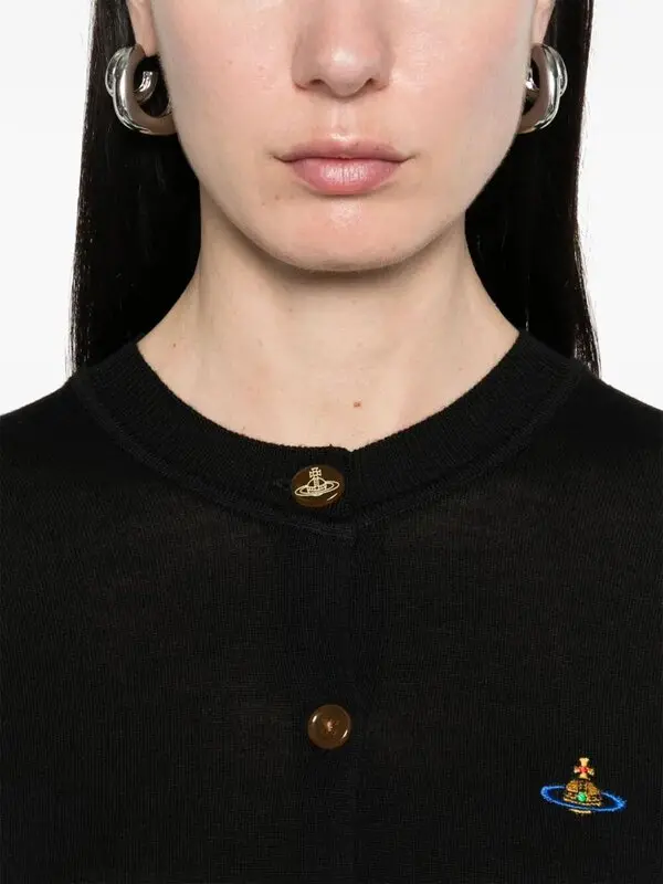VIVIENNE WESTWOOD Silk Blend Cropped Cardigan - Black
