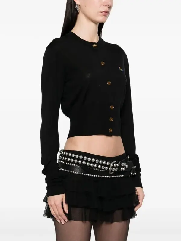 VIVIENNE WESTWOOD Silk Blend Cropped Cardigan - Black