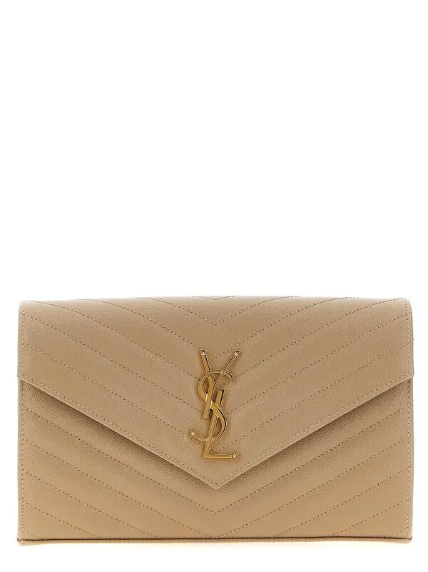Saint Laurent Monogram Crossbody Bag - Cream