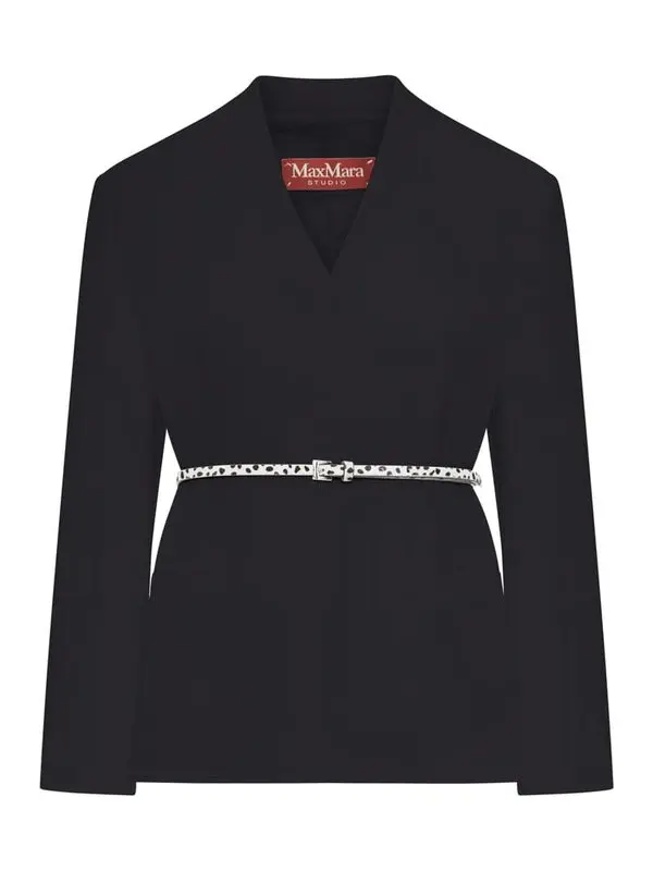 Max Mara Double-breasted Cady Jacket With Belt - Black