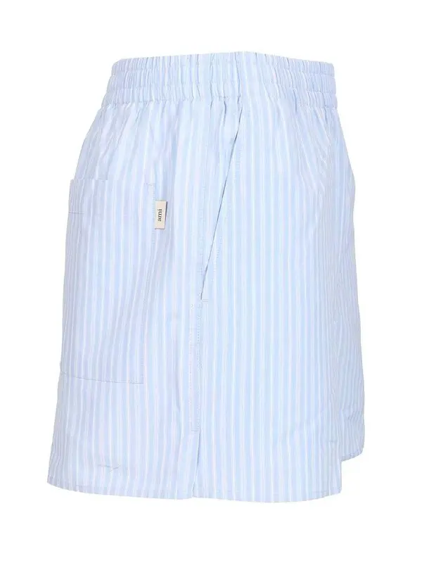 AMI Paris Striped Cotton Shorts - Blue