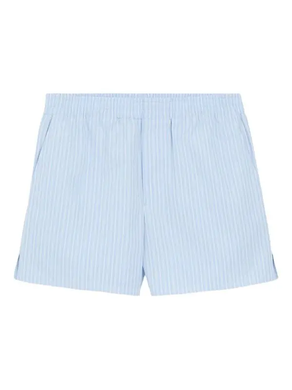 AMI Paris Striped Cotton Shorts - Blue