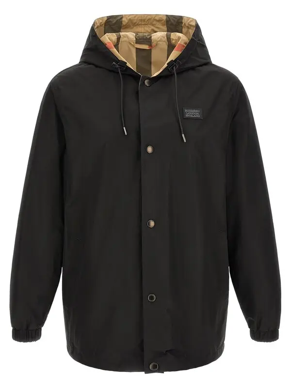 Burberry Elmhurst' Hooded Reversible Jacket - Black