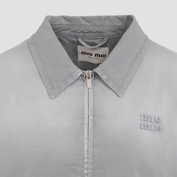 Miu Miu Cotton Gabardine Blouson Jacket - Silver