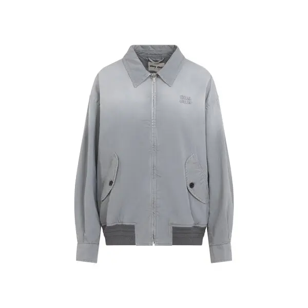 Miu Miu Cotton Gabardine Blouson Jacket - Silver