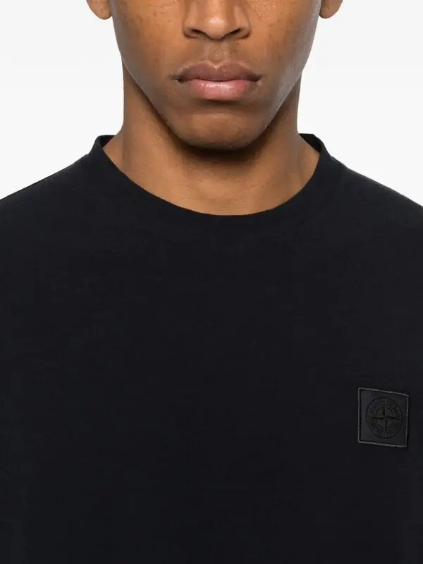 Stone Island Slim Fit T-shirt With Tonal Compass Patch - Blue
