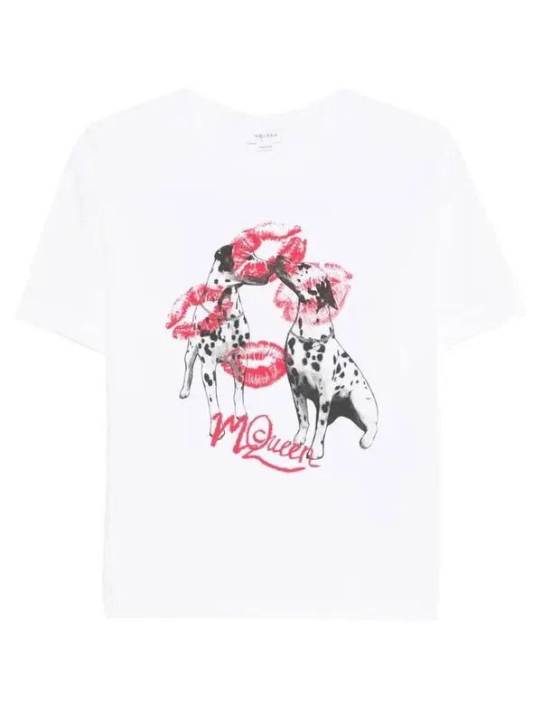 Alexander McQueen Dalmatian-print Cotton T-shirt - White