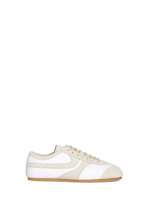 Dries Van Noten White Nappa Leather Sneakers With Suede Details - Multicolor