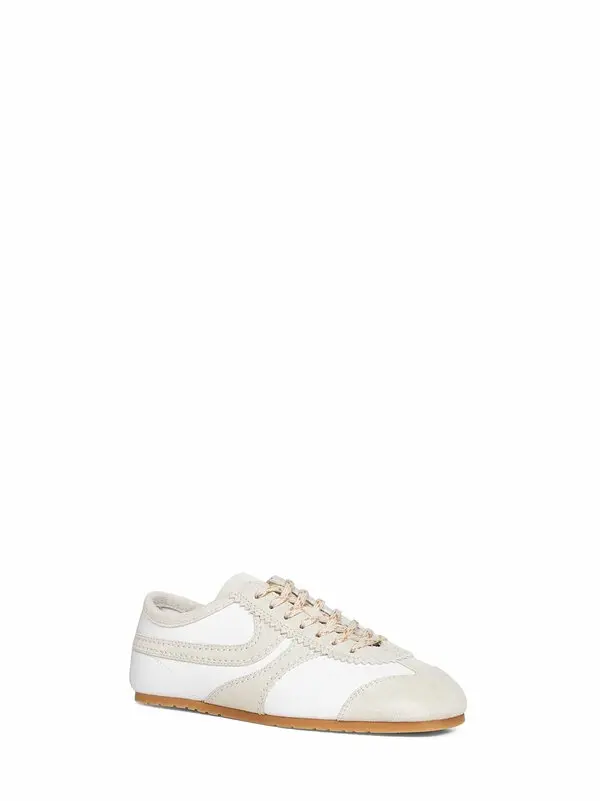 Dries Van Noten White Nappa Leather Sneakers With Suede Details - Multicolor