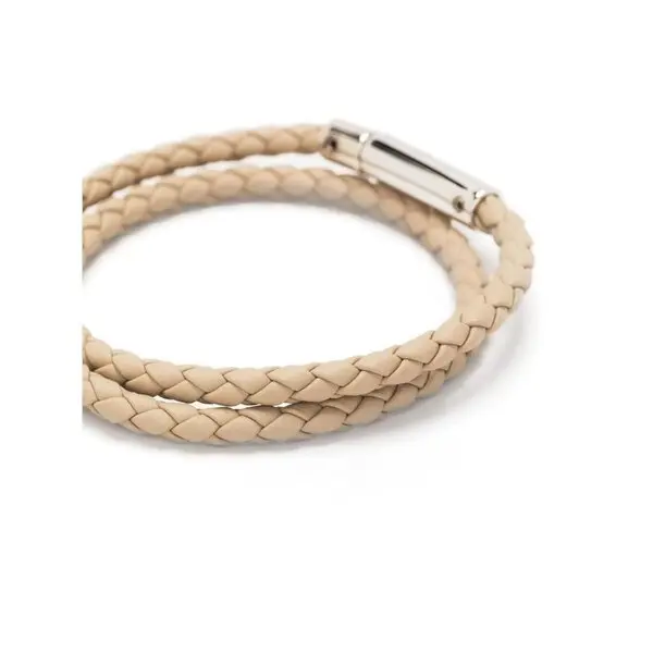 TOD'S Leather Braided Layered Bracelet - Cream
