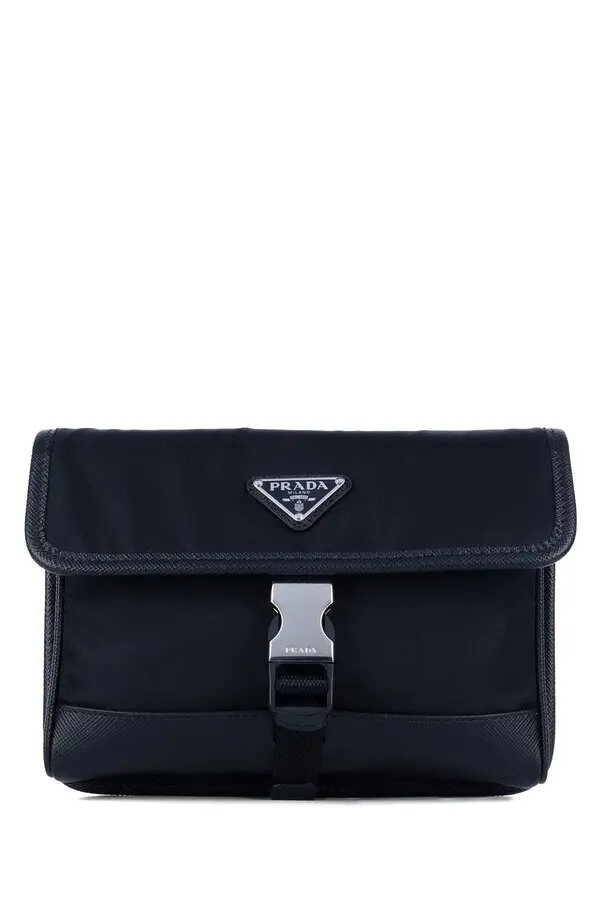 Prada Black Nylon Belt Bag With Buckle Closure - Multicolor
